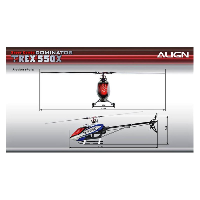 Hélicoptère Align T-REX 550X Dominator Super Combo (RH55E19X)